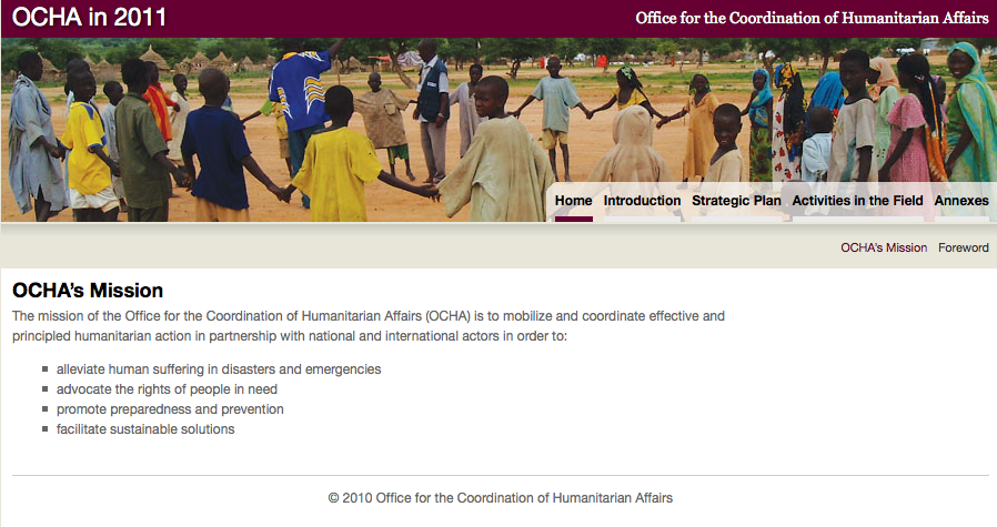 OCHA Releases Humanitarian Agenda for 2011 – SDG Knowledge Hub